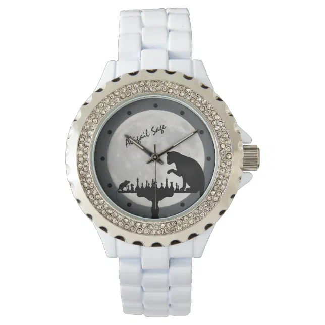 Personalized Chess Full Moon Cat and Mouse Game Watch | Zazzle