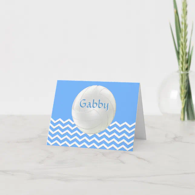 Personalized Chevron Volleyball Note Cards | Zazzle
