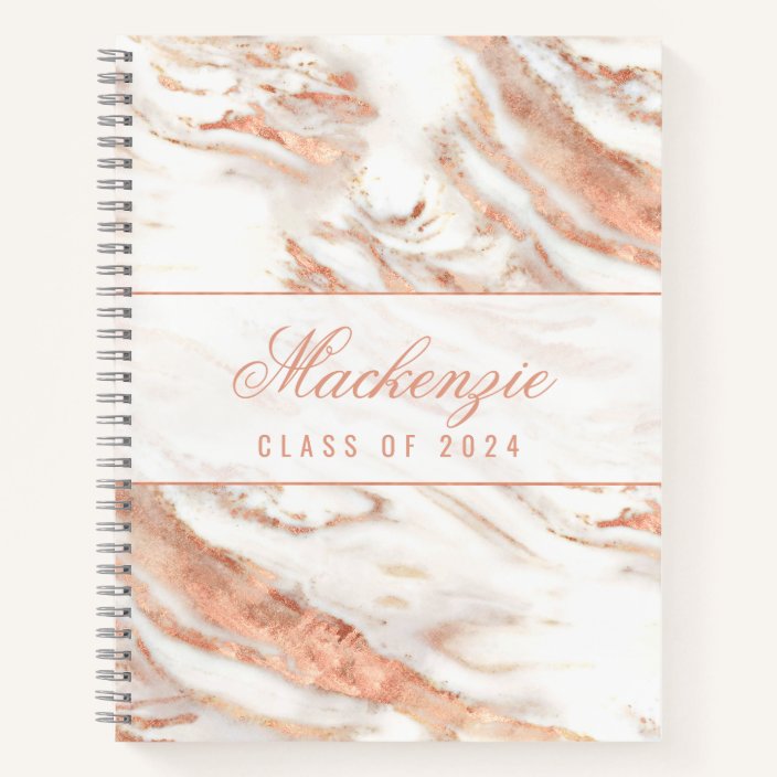 Personalized Chic Copper Marble Rose Gold Metallic Notebook | Zazzle.com