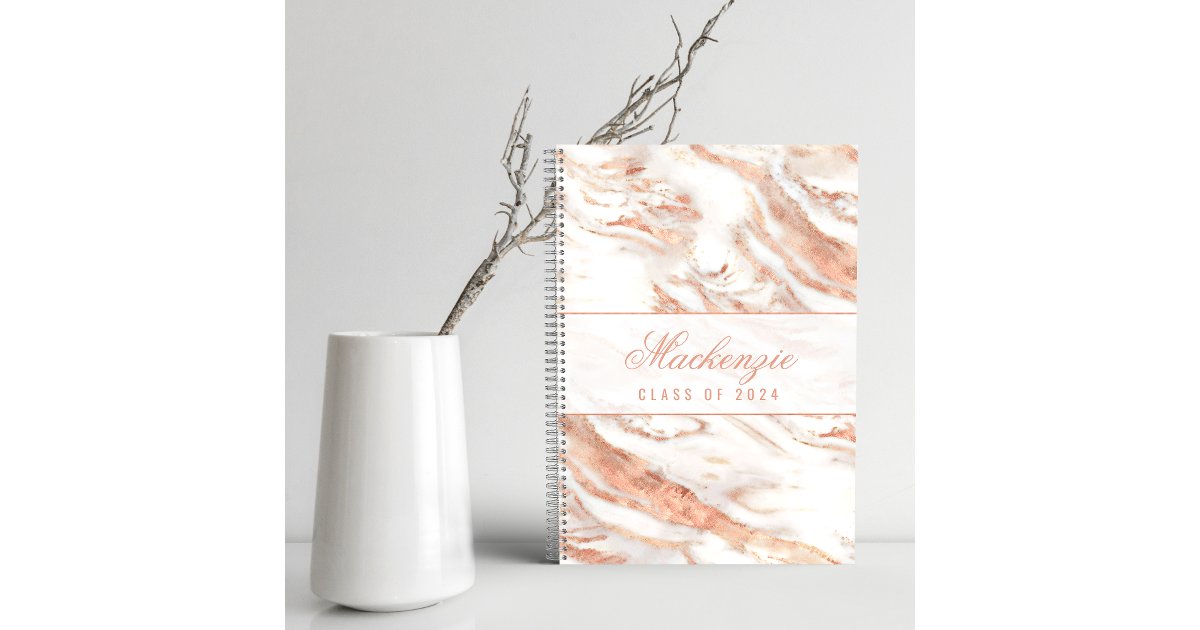 Personalized Chic Copper Marble Rose Gold Metallic Notebook | Zazzle