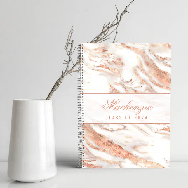 Personalized Chic Copper Marble Rose Gold Metallic Notebook | Zazzle