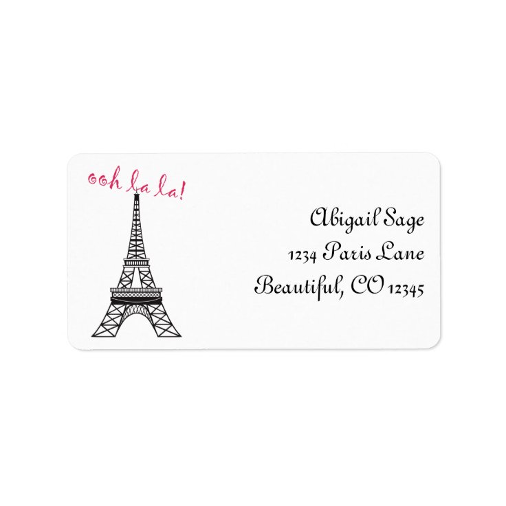 Personalized Chic Paris Eiffel Tower Address Label | Zazzle