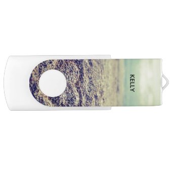 Personalized chic summer beach ocean seaside photo USB flash drive | Zazzle