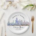 Personalized Chicago Skyline Wedding Paper Plates | Zazzle