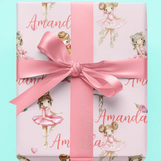 Personalized Child Ballet Ballerina Pink Pretty Wrapping Paper | Zazzle