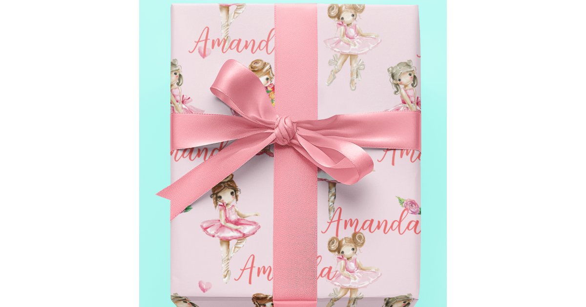 Personalized Child Ballet Ballerina Pink Pretty Wrapping Paper | Zazzle
