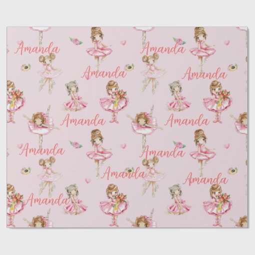 Personalized Child Ballet Ballerina Pink Pretty Wrapping Paper | Zazzle