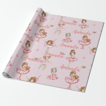 Personalized Child Ballet Ballerina Pink Pretty Wrapping Paper | Zazzle