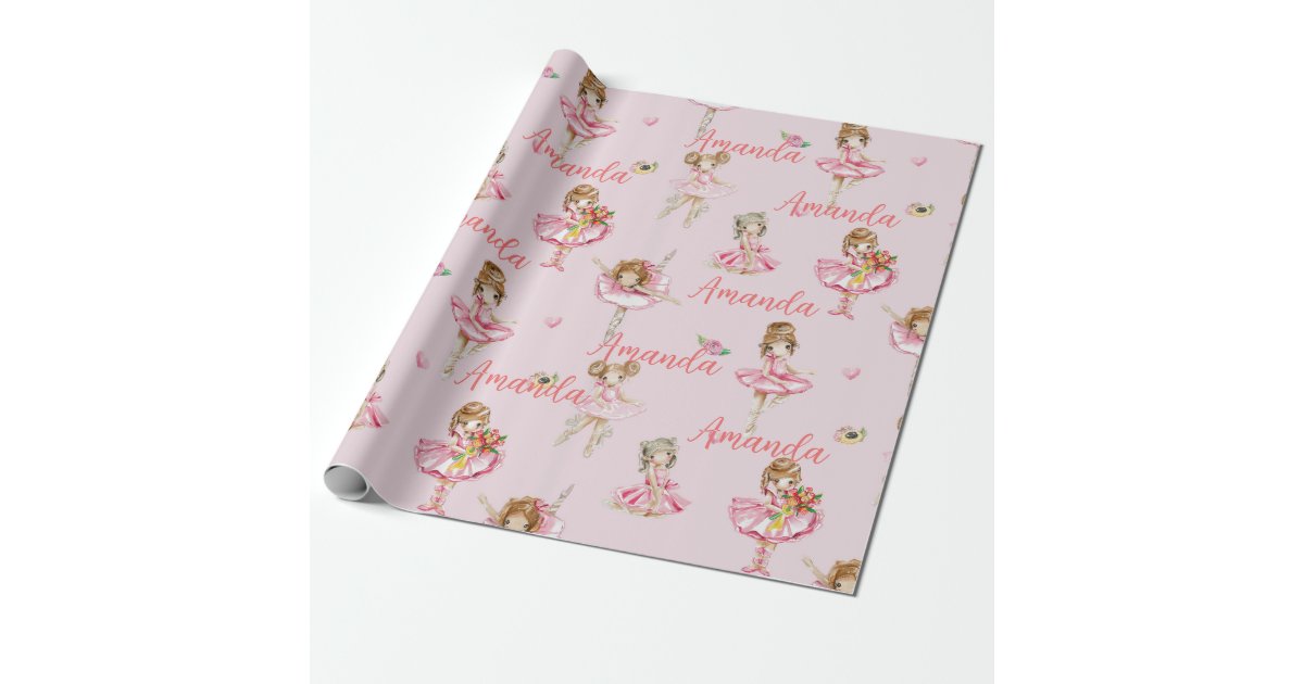 Personalized Child Ballet Ballerina Pink Pretty Wrapping Paper | Zazzle