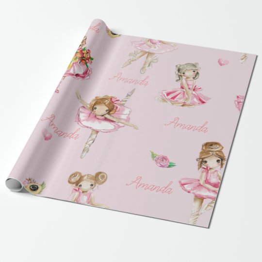 Personalized Child Ballet Ballerina Pink Pretty Wrapping Paper | Zazzle.com
