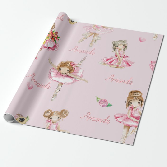 Personalized Child Ballet Ballerina Pink Pretty Wrapping Paper | Zazzle.com