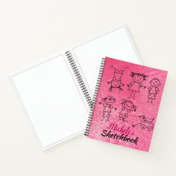 Personalized Children's Sparkly Pink Sketchbook Notebook | Zazzle