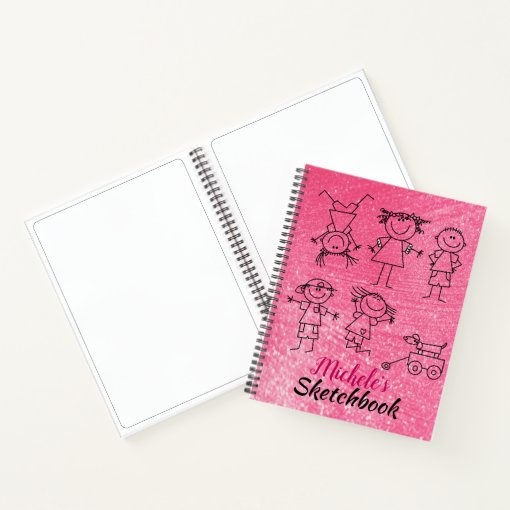 Personalized Children's Sparkly Pink Sketchbook Notebook | Zazzle