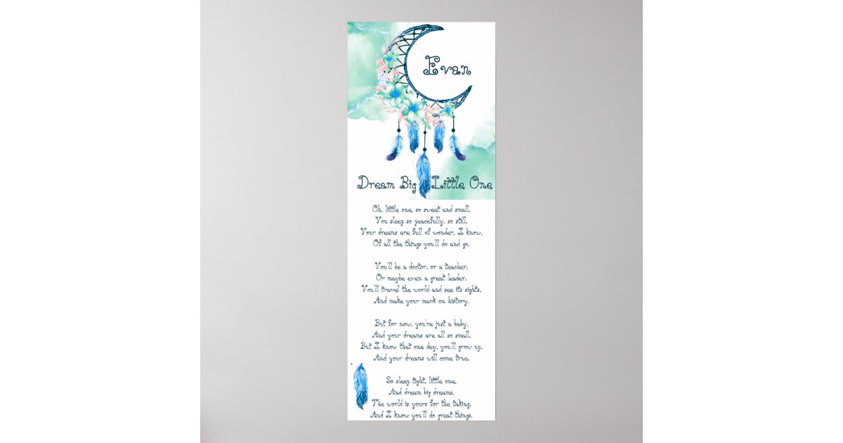 Personalized child's dreamcatcher poem poster | Zazzle