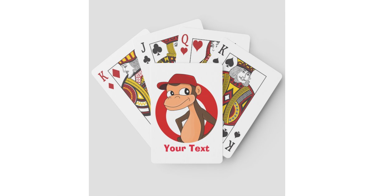 Personalized chimp cartoon playing cards | Zazzle