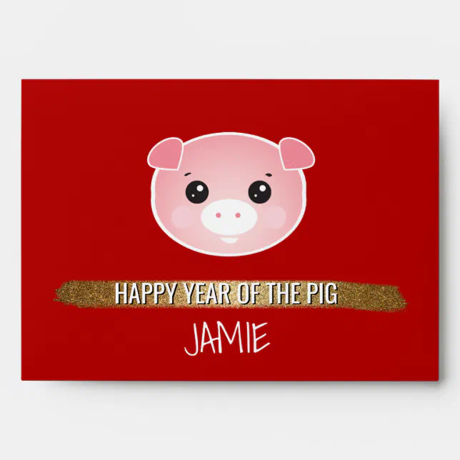 Personalized Chinese New Year | Happy Year of Pig Envelope | Zazzle