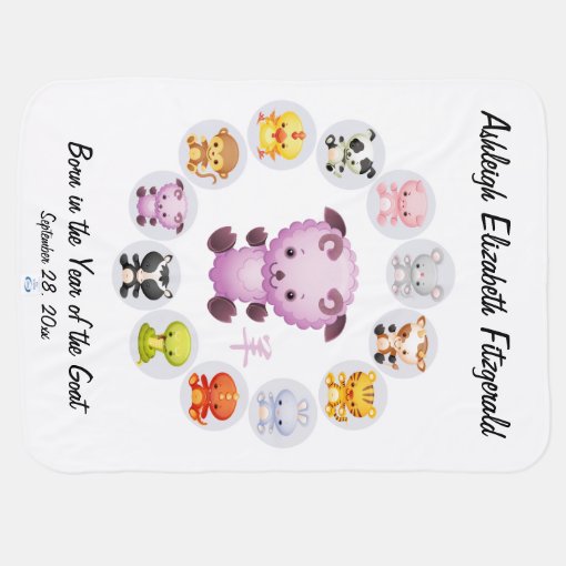 Personalized Chinese Zodiac Year of the Goat Round Swaddle Blanket | Zazzle