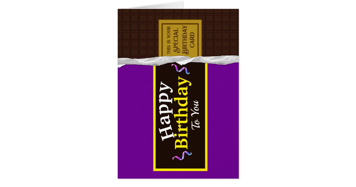 Personalized Chocolate Candy Bar Birthday Card | Zazzle
