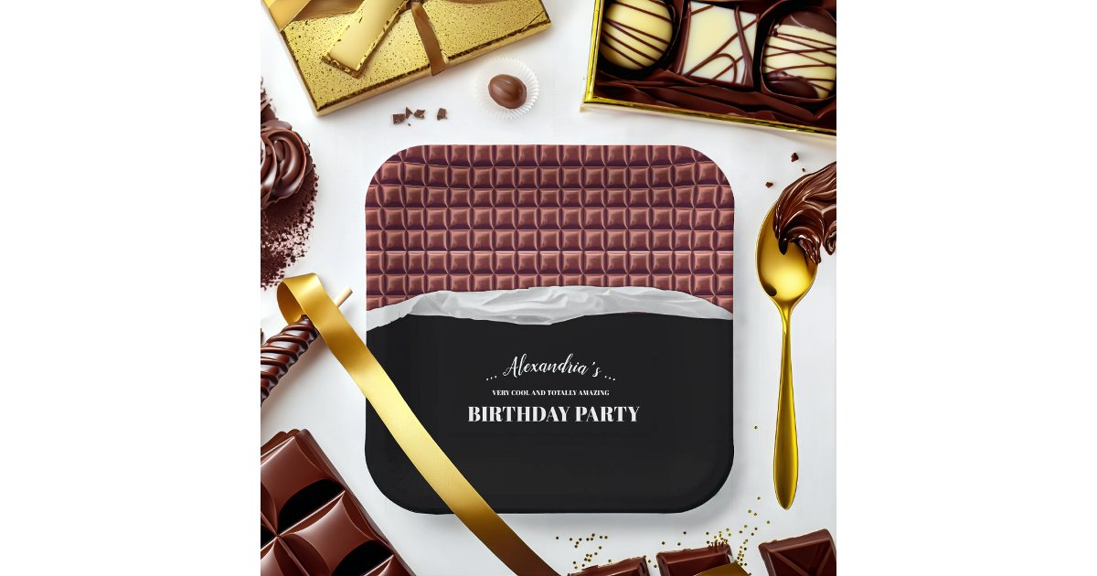 Personalized Chocolate Candy Bar Party Paper Plates | Zazzle