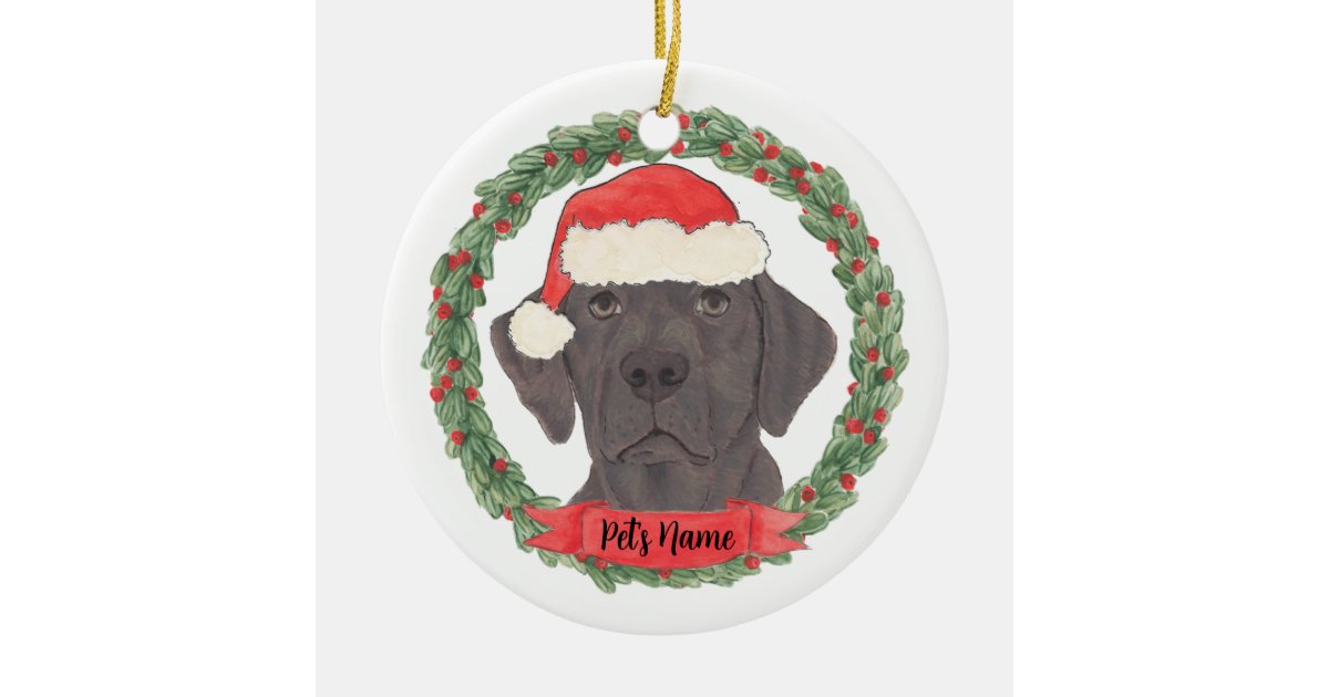 Personalized Chocolate Lab Ceramic Ornament | Zazzle