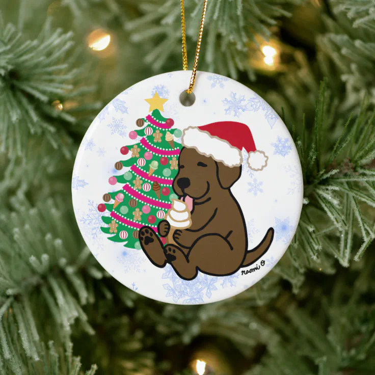 Personalized Chocolate Labrador Ice Cream Ceramic Ornament | Zazzle