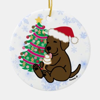 Personalized Chocolate Labrador Ice Cream Ceramic Ornament | Zazzle