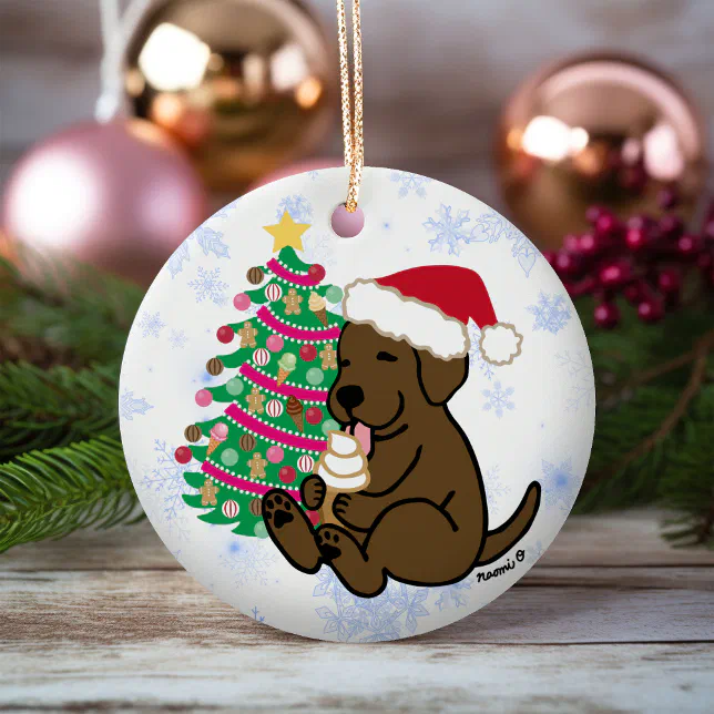 Personalized Chocolate Labrador Ice Cream Ceramic Ornament | Zazzle