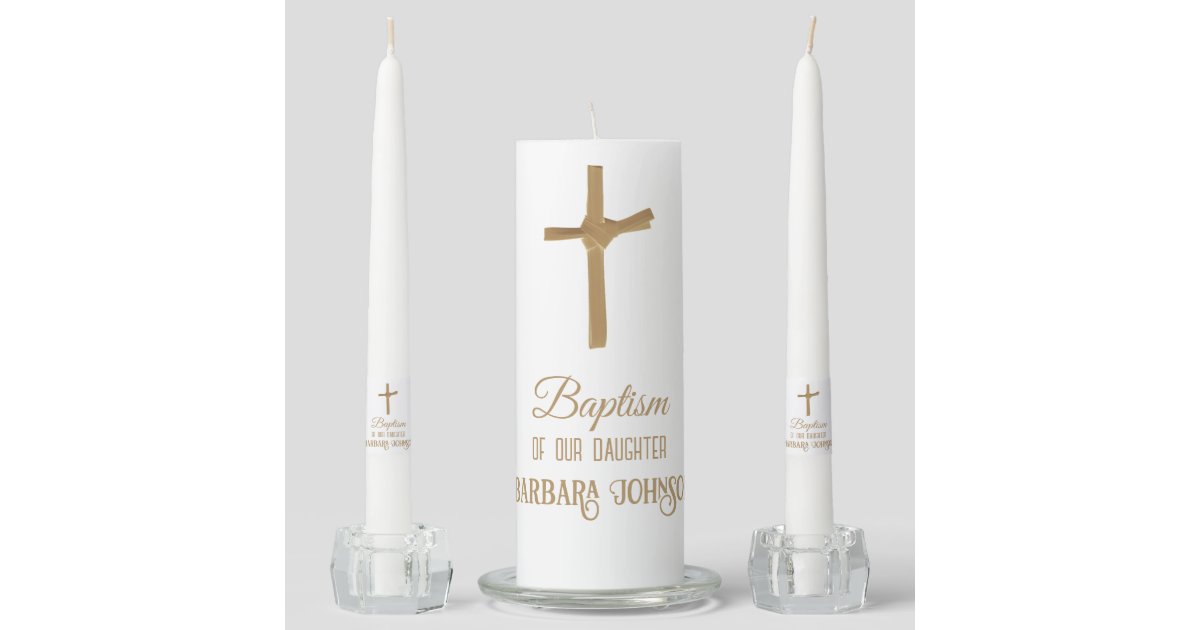 Personalized Christian Baptismal, First Communion Unity Candle Set | Zazzle