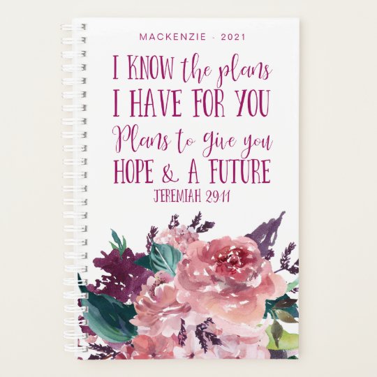Personalized Christian Bible Verse Floral Planner | Zazzle.com