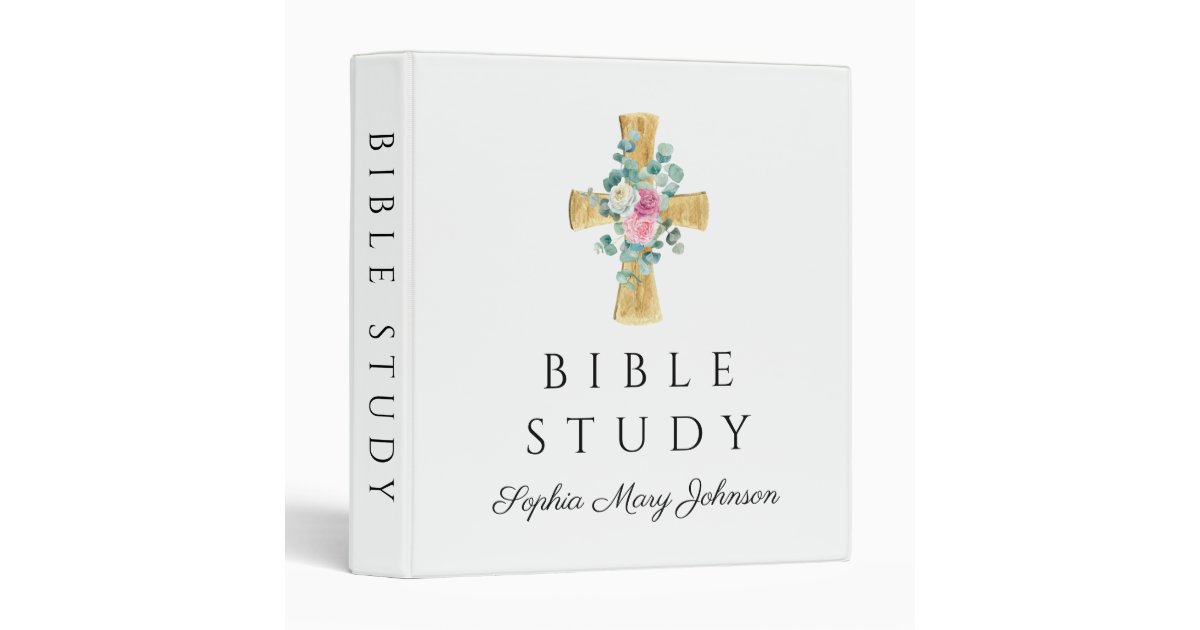 Personalized Christian Religious Floral Cross 3 Ring Binder | Zazzle