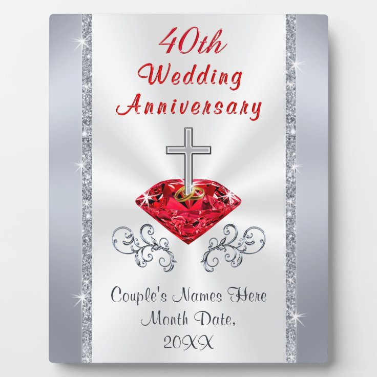 Personalized Christian Ruby Anniversary Gift Ideas Plaque | Zazzle
