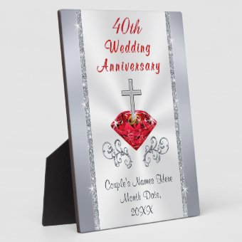 Personalized Christian Ruby Anniversary Gift Ideas Plaque | Zazzle