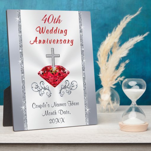 Personalized Christian Ruby Anniversary Gift Ideas Plaque | Zazzle