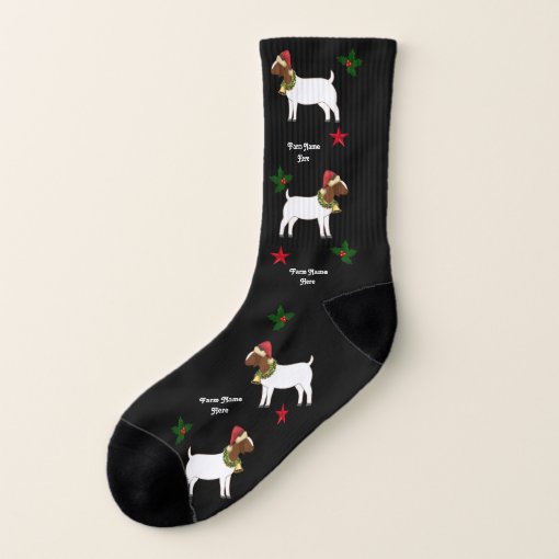 Personalized Christmas Boer Goat Herd Farm Black Socks | Zazzle