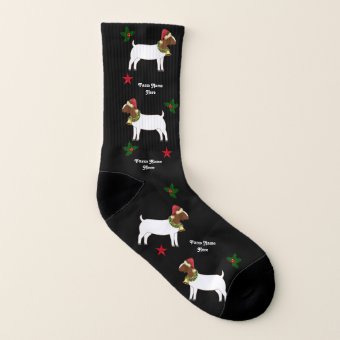Personalized Christmas Boer Goat Herd Farm Black Socks | Zazzle