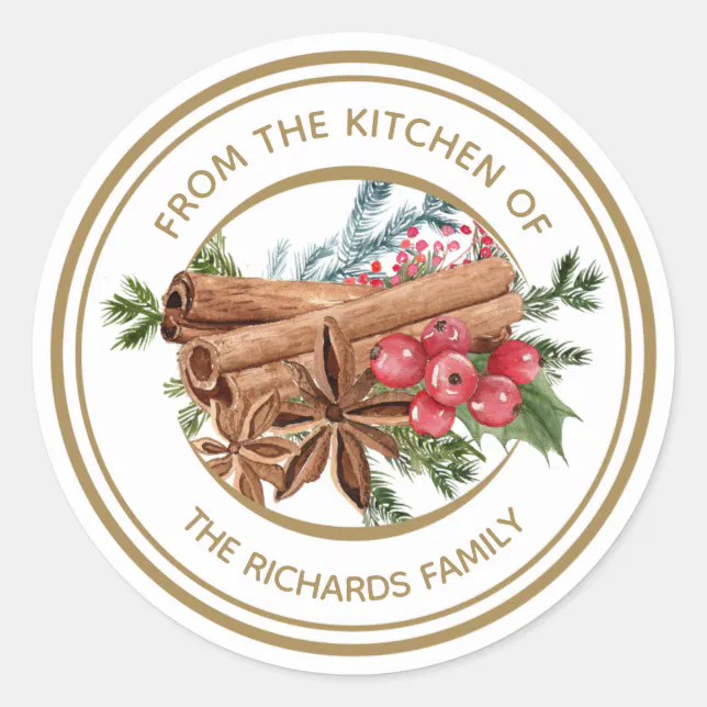 Personalized Christmas Cookie Holiday Baking Classic Round Sticker | Zazzle