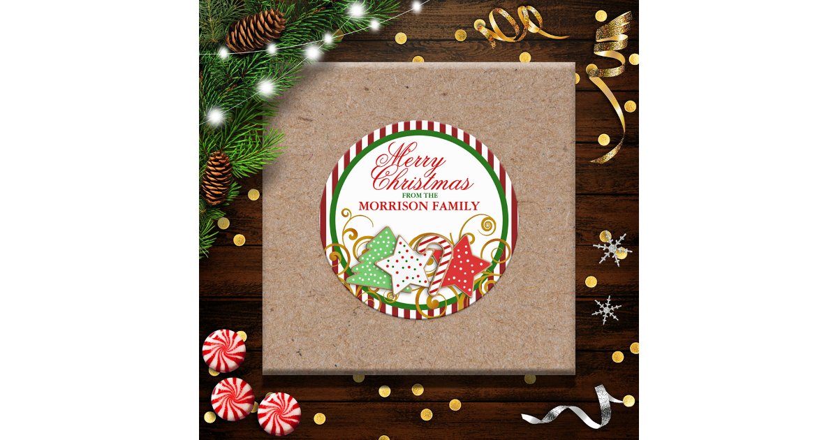 Personalized Christmas Cookies Classic Round Sticker | Zazzle