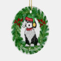 Personalized Christmas Elf Sheepadoodle Ceramic Ornament | Zazzle