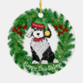 Personalized Christmas Elf Sheepadoodle Ceramic Ornament | Zazzle
