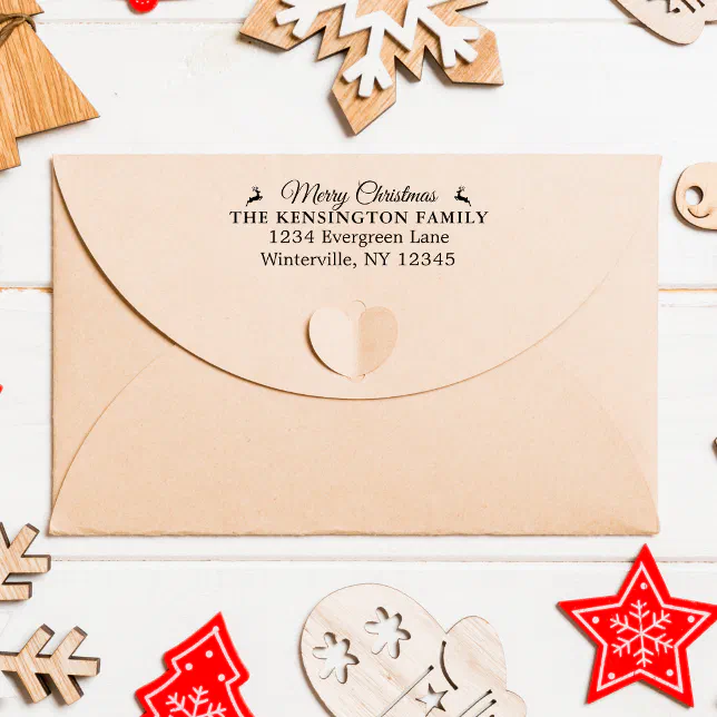Personalized Christmas Family Address Rubber Stamp | Zazzle
