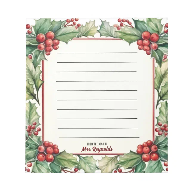 Personalized Christmas From the Desk Of Name Notepad | Zazzle