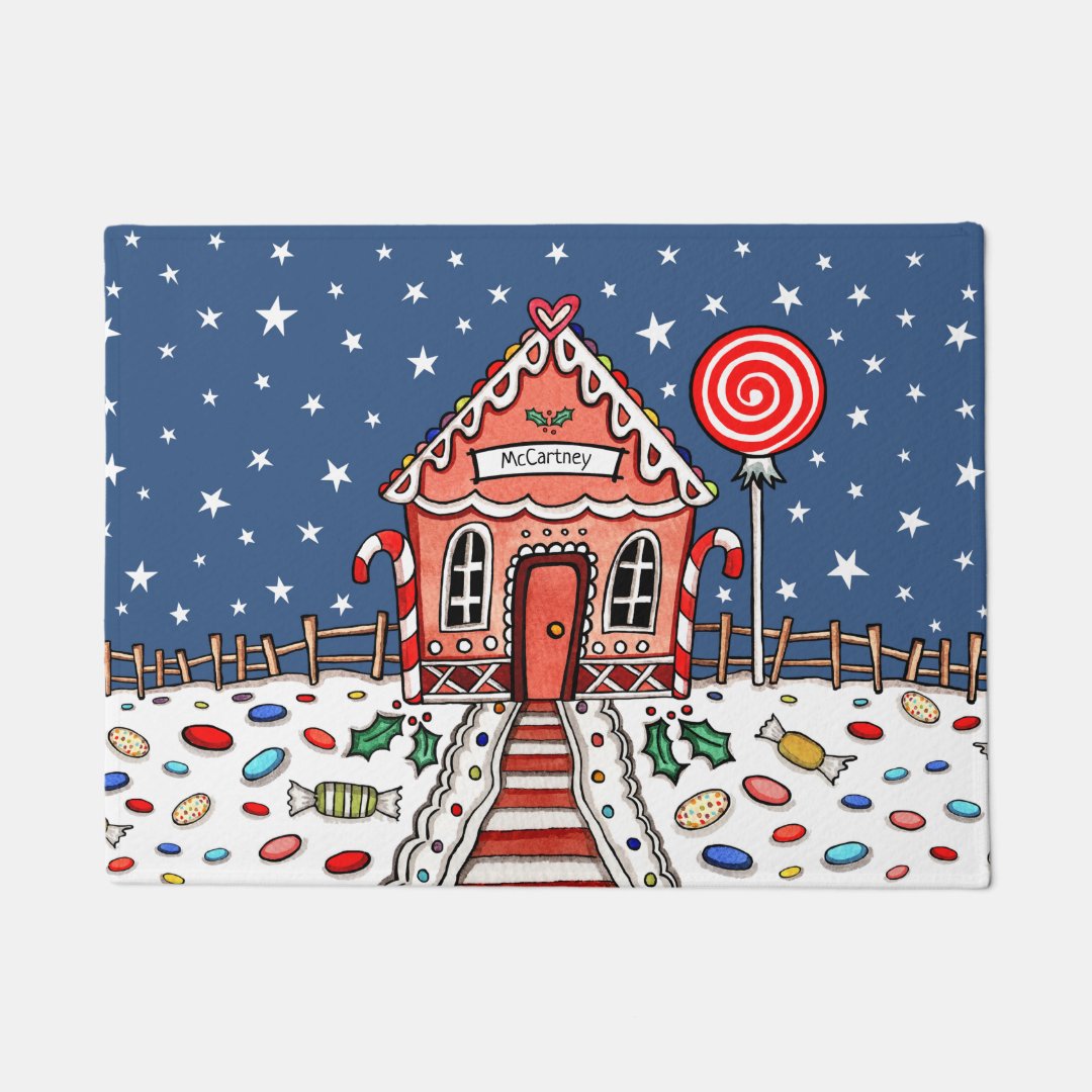 Personalized Christmas Gingerbread House Doormat | Zazzle