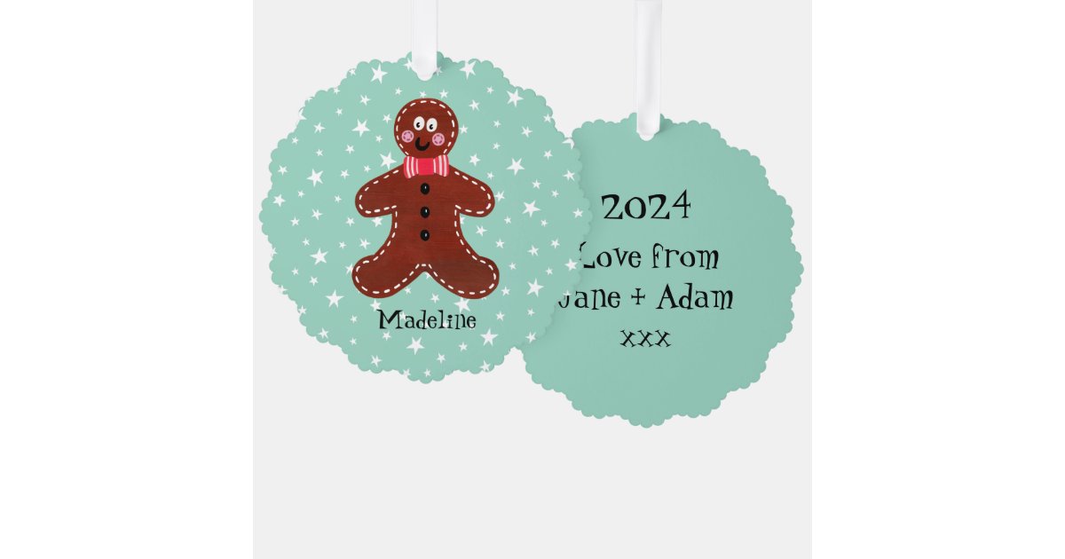 Personalized Christmas Gingerbread Man Ornament Card | Zazzle