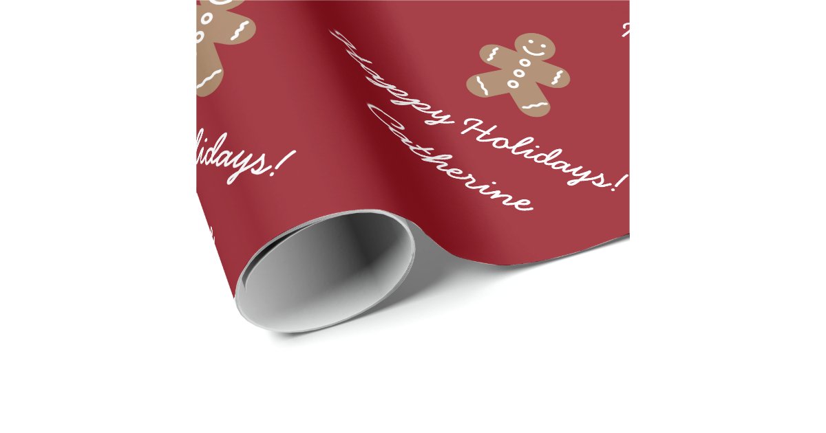 Personalized Christmas gingerbread wrapping paper | Zazzle