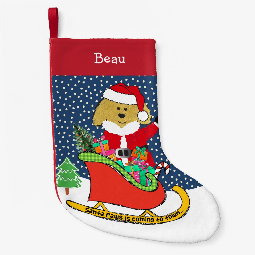 Personalized Christmas GoldenDoodle Santa Sleigh Small Christmas ...