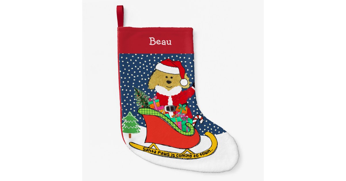 Personalized Christmas GoldenDoodle Santa Sleigh Small Christmas ...