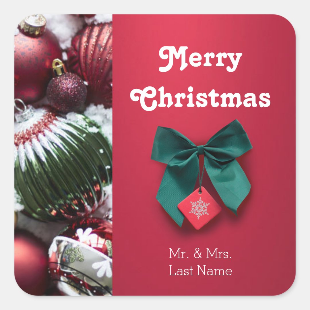 Personalized Christmas Greeting Sticker | Zazzle