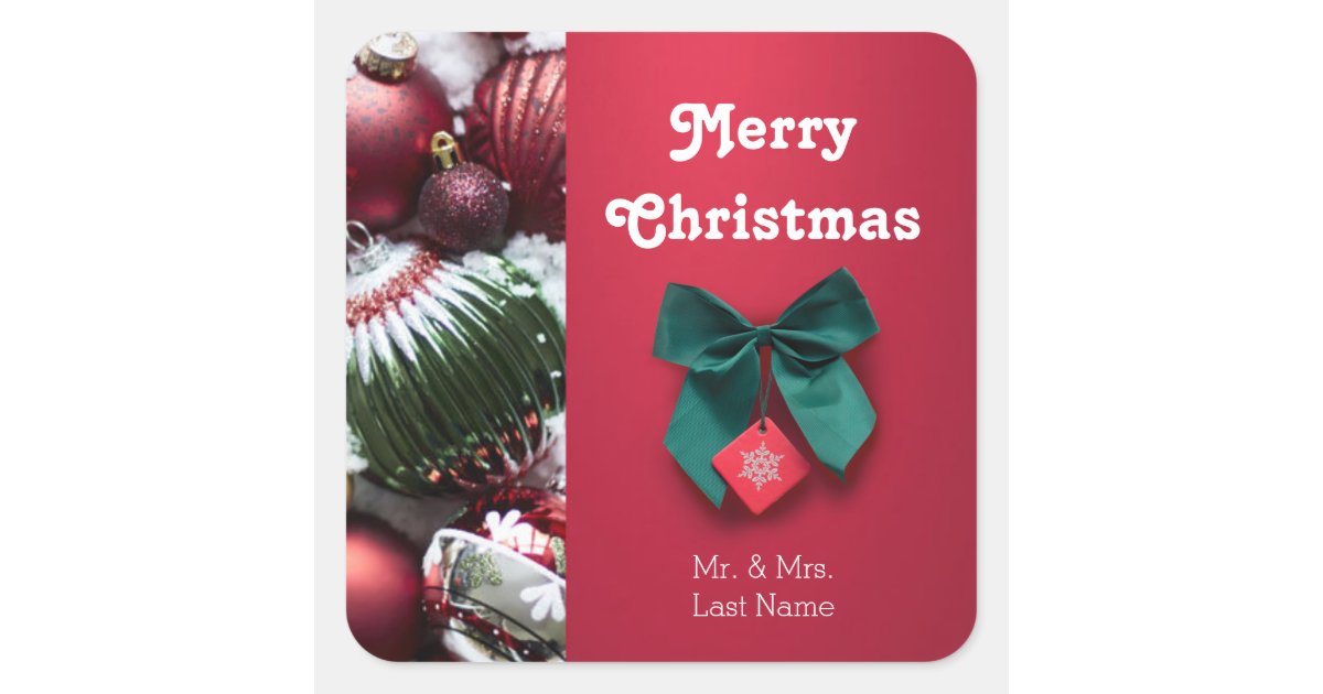 Personalized Christmas Greeting Sticker | Zazzle