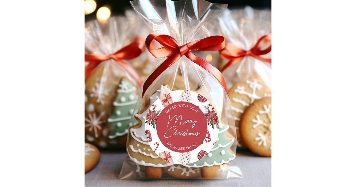 Personalized Christmas Holiday Cookie Baking Classic Round Sticker | Zazzle