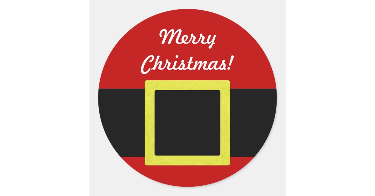 Personalized | Christmas Holiday | Santa's Belt Classic Round Sticker ...